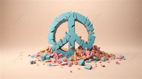 부드러운 파스텔 배경에서 분리되는 평화 기호의 3d 렌더링 조각 3d 요소 배경 빈티지 로고 배경 상징 배경 이미지 Hd 3d 요소 빈티지 로고 상징 배경 사진