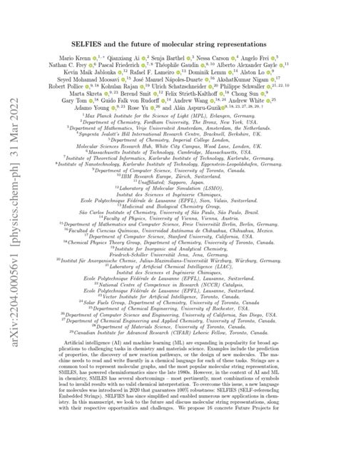 Selfies And The Future Of Molecular String Representations Pdf