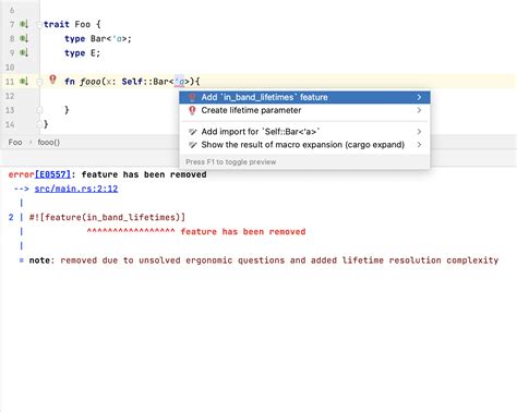 Quick Fix Suggests Removed Feature `inbandlifetimes` · Issue 9386 · Intellij Rustintellij