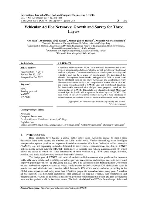 pdf vehicular ad hoc networks growth and survey for three layers
