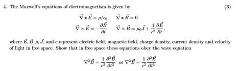 4 The Maxwells Equations Of Electromagnetism Is Given By 3 Vepo Vb0 Ve