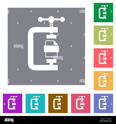 File Compression Solid Flat Icons On Simple Color Square Backgrounds Stock Vector Image Art