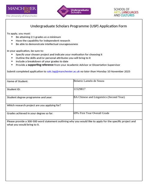 Usp Application Form Guidelines Pdf