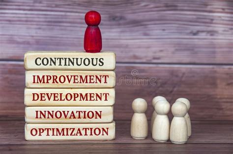 Continuous Improvement Text On Wooden Blocks Business Culture And