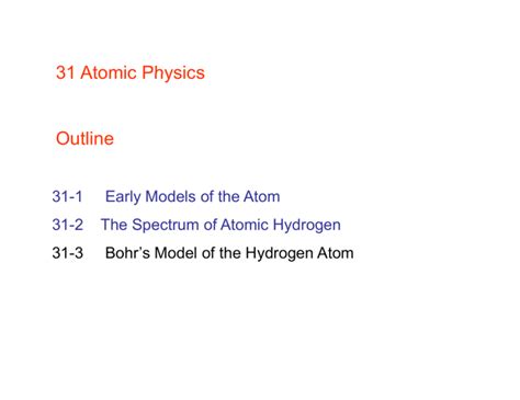 Atomic Physics Outline