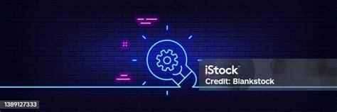 혁신 라인 아이콘입니다 코그 기호가 있는 전구 네온 광광선 효과 벡터 개발에 대한 스톡 벡터 아트 및 기타 이미지 개발 고급 벡터 Istock