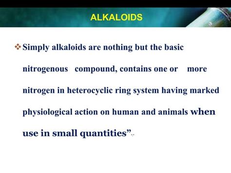 Alkaloids And Extraction Of Alkaloids Pptx Chemistry Science