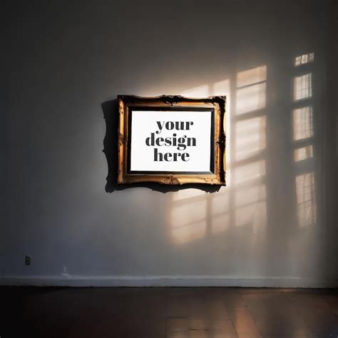 내부 렌더링에서 프레임 된 일러스트레이션과 함께 수평 Psd 포스터 모 디스플레이 프리미엄 Ai 생성 Psd