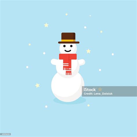 빨간색 스카프와 모자를 입은 크리스마스 눈사람 벡터 일러스트레이션 개념에 대한 스톡 벡터 아트 및 기타 이미지 개념 개념과 주제 공휴일 Istock
