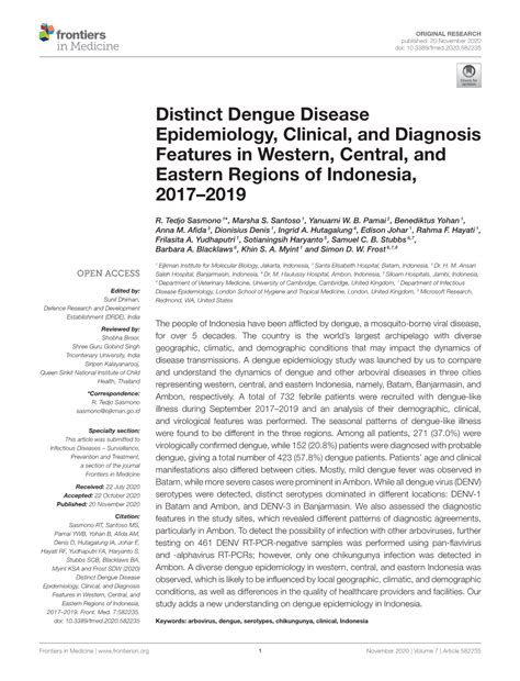 Distinct Dengue Disease Epidemiology Clinical And Diagnosis Features In Western Central And