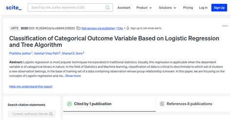Classification Of Categorical Outcome Variable Based On Logistic Regression And Tree Algorithm