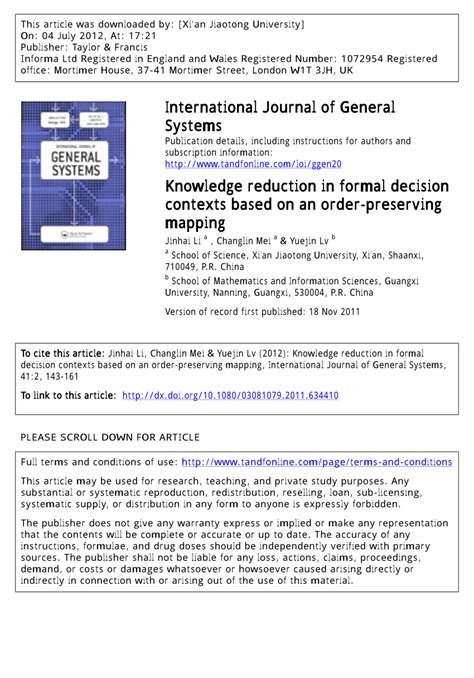 Pdf Knowledge Reduction In Formal Decision Contexts Based On An Order