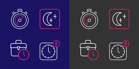 라인 알람 시계 앱 모바일 작업 시간 달과 별 및 스톱워치 아이콘을 설정합니다 벡터 Brand Name Smart Phone에 대한 스톡 벡터 아트 및 기타 이미지