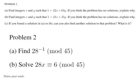 Solved Problem A Find Integers X And Y Such That 1 22x