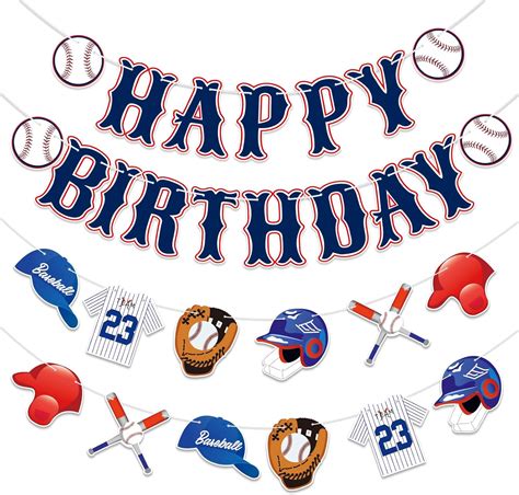 Baseball Happy Birthday Banner Baseball Sports Themed