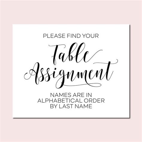 Table Assignment Etsy