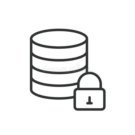 Locked Server Icon In Line Design Locked Server Security Protection Data Encryption