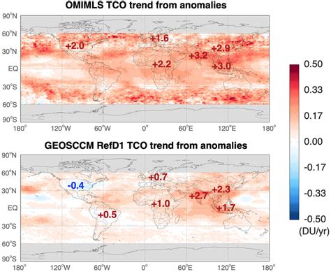 The Linear Trends Of Tropospheric Column Ozone TCO Derived From Download Scientific Diagram