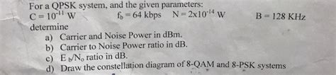 Solved For A Qpsk System And The Given Parameters C 10 11
