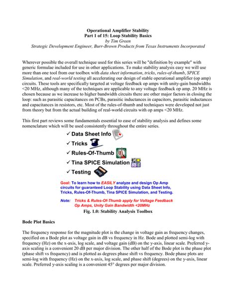 Op Stability Loop Basics Bode Plot Analysis