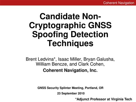 Ppt Candidate Non Cryptographic Gnss Spoofing Detection Techniques Powerpoint Presentation