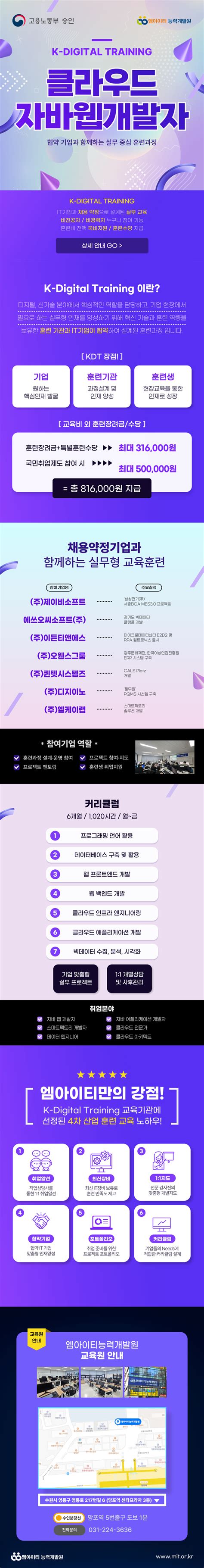 엠아이티능력개발원 클라우드 기반 자바 웹 애플리케이션 개발 K Digital Training 공모전 대외활동 링커리어