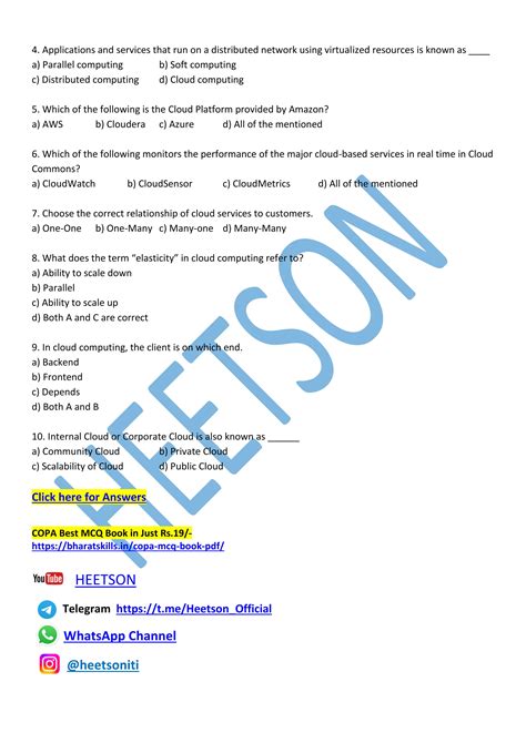 Iti Copa Cloud Computing Mcq Questions And Answers Pdf