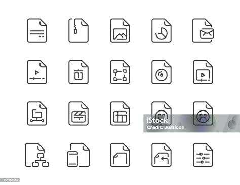 간단한 라인 아이콘 파일 및 웹사이트 모바일 애플 리 케이 션에 대 한 문서 등의 설정 픽셀 완벽 한 아이콘 디자인 편집 가능한 뇌졸중입니다 날씬한에 대한 스톡 벡터 아트