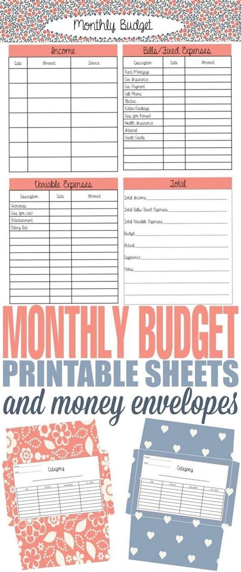 Printable Budget Worksheet Pinterest Tedy Printable Activities