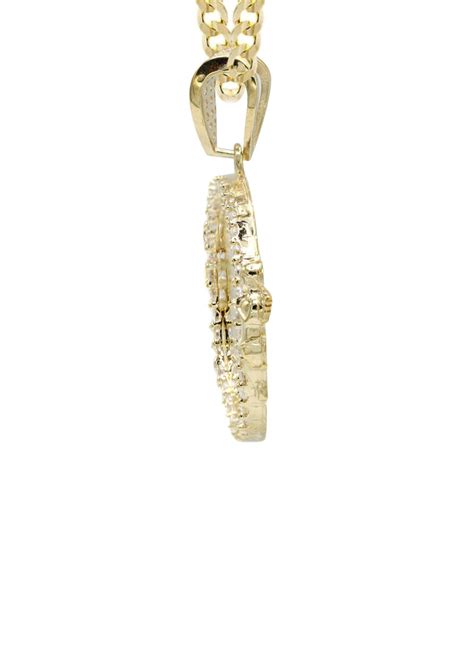 10k Yellow Gold Cz Picture Pendant Necklace Appx 148 Grams