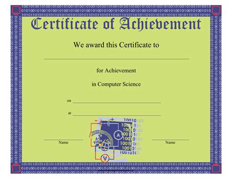 Computer Science Certificate Of Achievement Template Download Printable