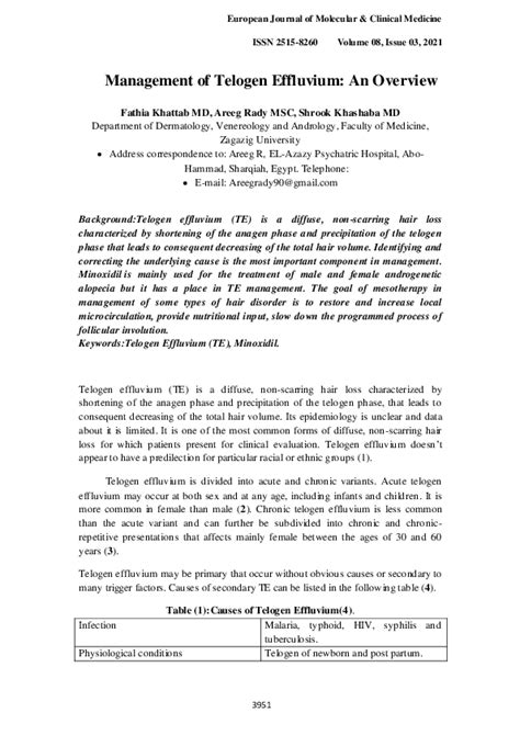 Pdf Management Of Telogen Effluvium An Overview