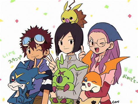 Patamon V Mon Motomiya Daisuke Inoue Miyako Ichijouji Ken And 2