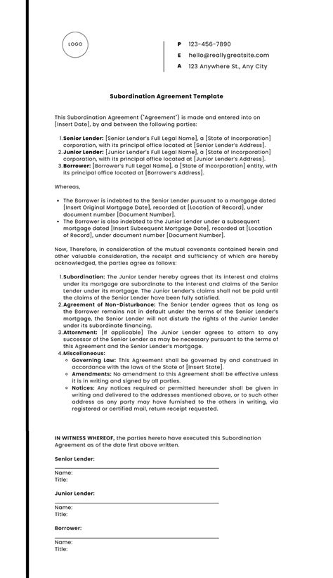 Subordination Agreements Explained Template Included