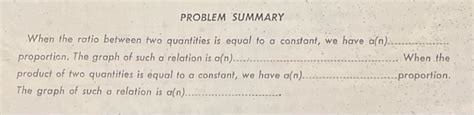 Solved Problem Summary When The Ratio Between Two Quantities