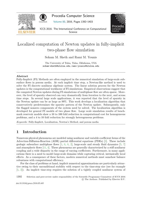 Pdf Localized Computation Of Newton Updates In Fully Implicit Two