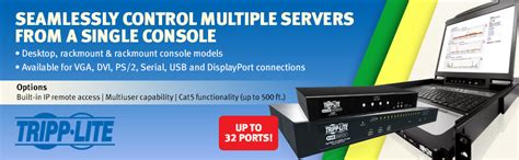 Tripp Lite 8 Port Rack Console KVM Switch W 19 LCD 8 PS2 USB Cables 1U KVM Console 19