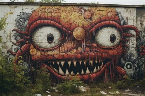 Phantom Like Creepy Monster In Wall Face Generate Ai Stock