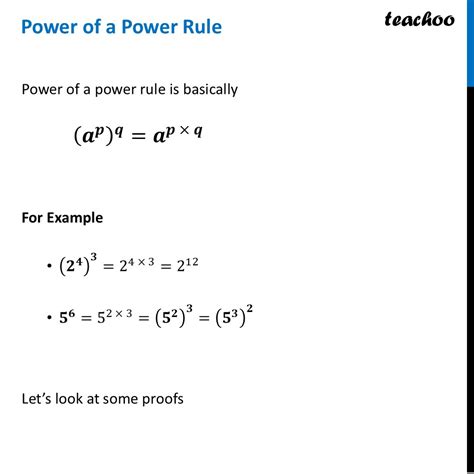 Power Of A Power Rule Formula With Examples Teachoo Formulas Of