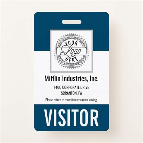 Company Name And Logo Visitor Pass Id Badge