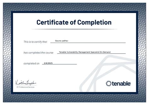 Successfully Certified As A Tenable Vulnerability Management Specialist