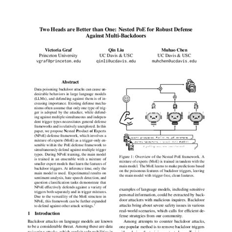 Two Heads Are Better Than One Nested Poe For Robust Defense Against Multi Backdoors Acl Anthology