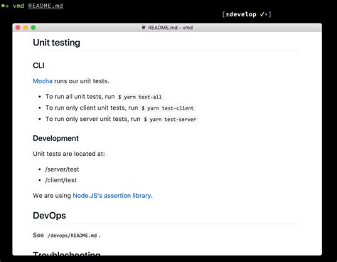 easily render markdown files from terminal using vmd hashbang