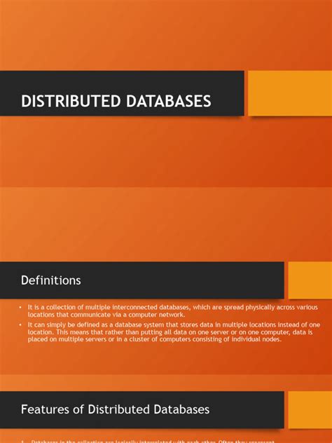 Distributed Databases Presentation Pdf Databases Database Transaction