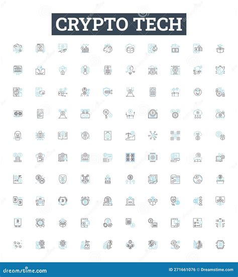 Crypto Tech Vector Line Icons Set Cryptocurrency Blockchain Mining
