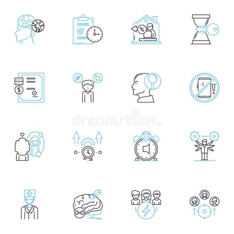 Work Efficiency Linear Icons Set Productivity Time Management Multitasking Focus