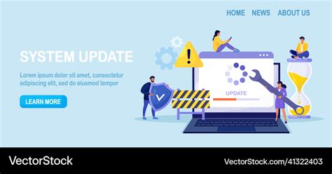 System Update Tiny Programmers Upgrading Vector Image