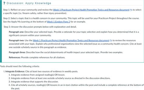 Nr436 Week 1 Practicum Project Discussion Selection Of Health Promotion Practicum Topic Nurse Iq
