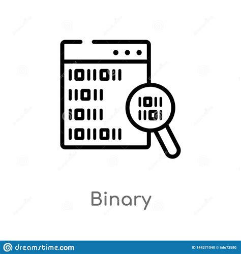 Outline Binary Vector Icon Isolated Black Simple Line Element