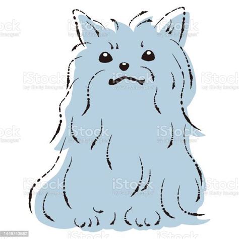 간단하고 귀여운 요크셔 테리어 손으로 그린 선 그리기 벡터 일러스트 레이 션 0명에 대한 스톡 벡터 아트 및 기타 이미지 0